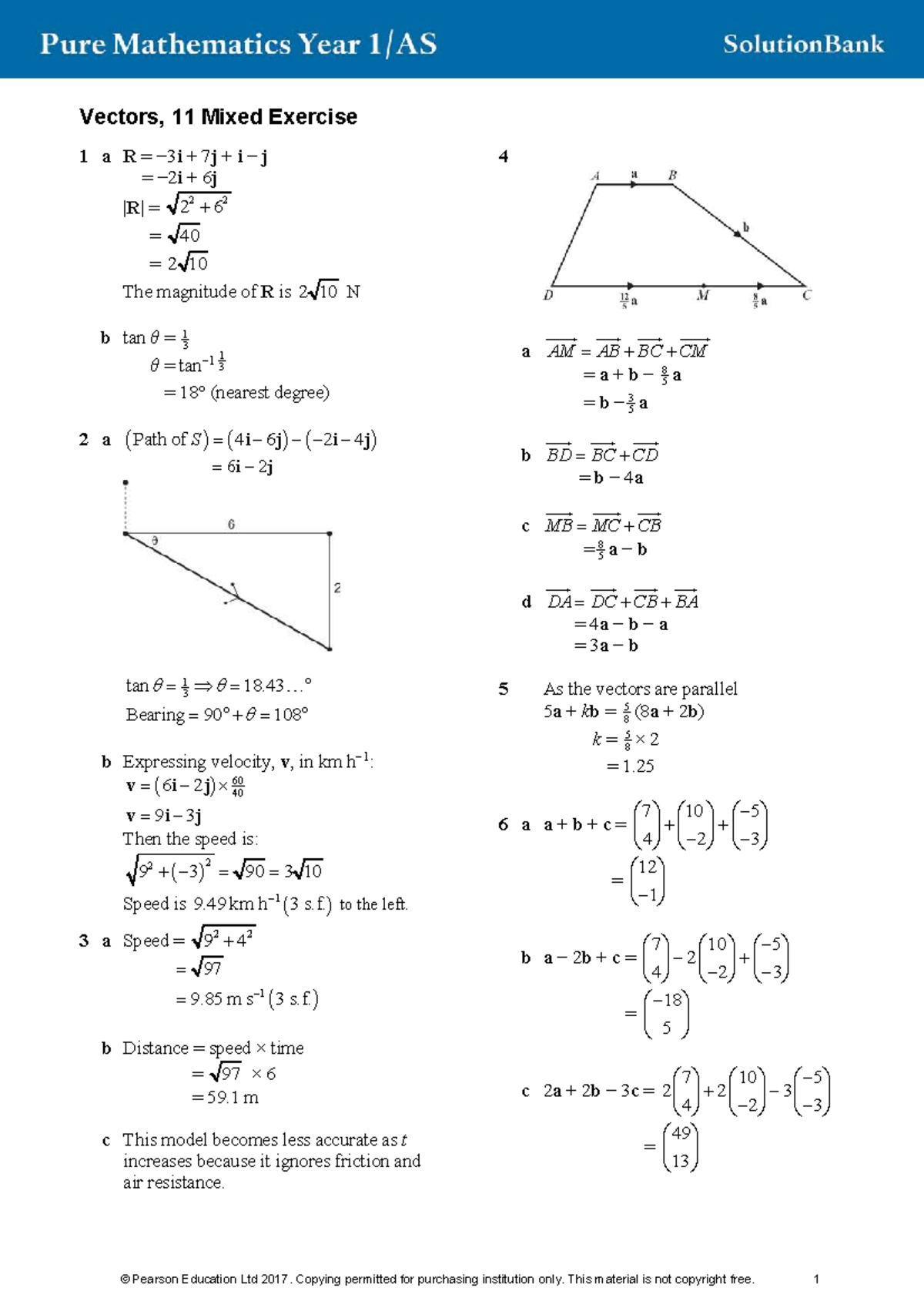 A Level Maths P1: Mixed Exercise 11 Notes on Vectors - Studocu