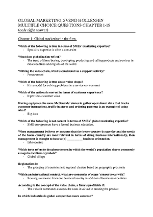 TEST BANK - Internation marketing quiz - Chapter 01 The Scope and ...