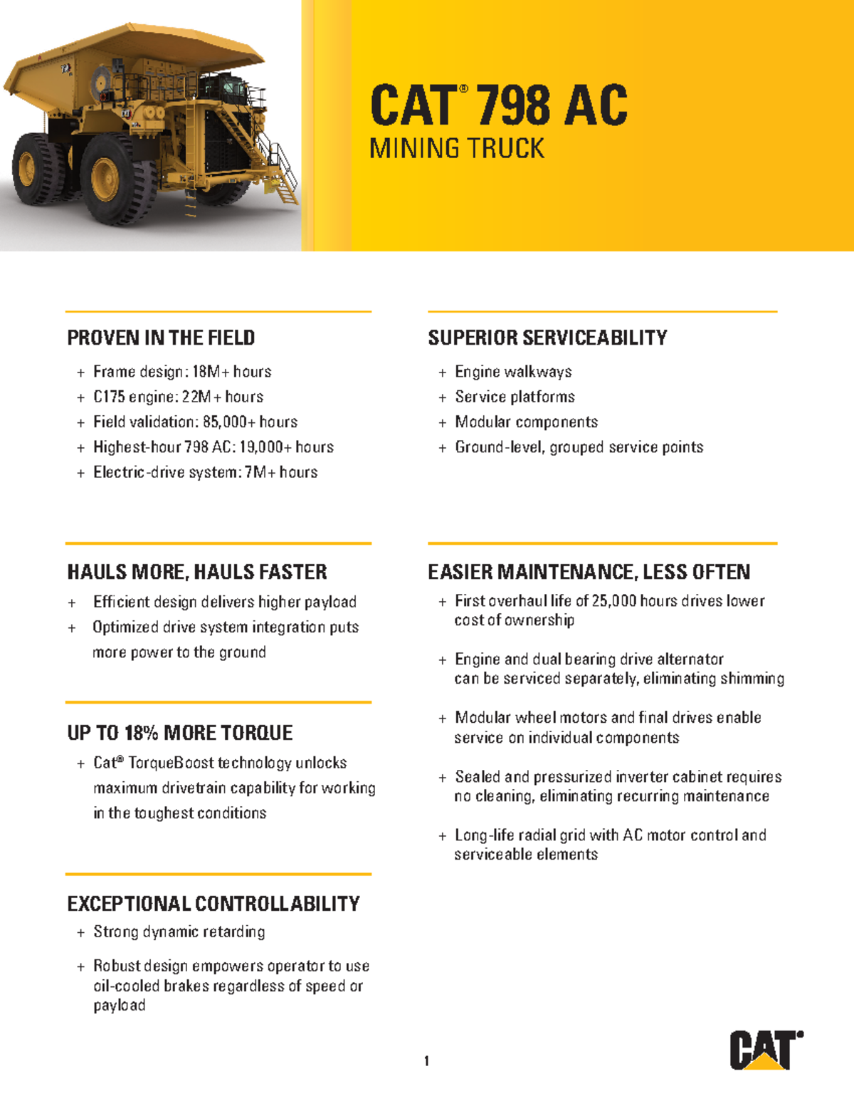 Ficha Técnica - Cat® 798 AC Mining Truck Overview and Specifications ...