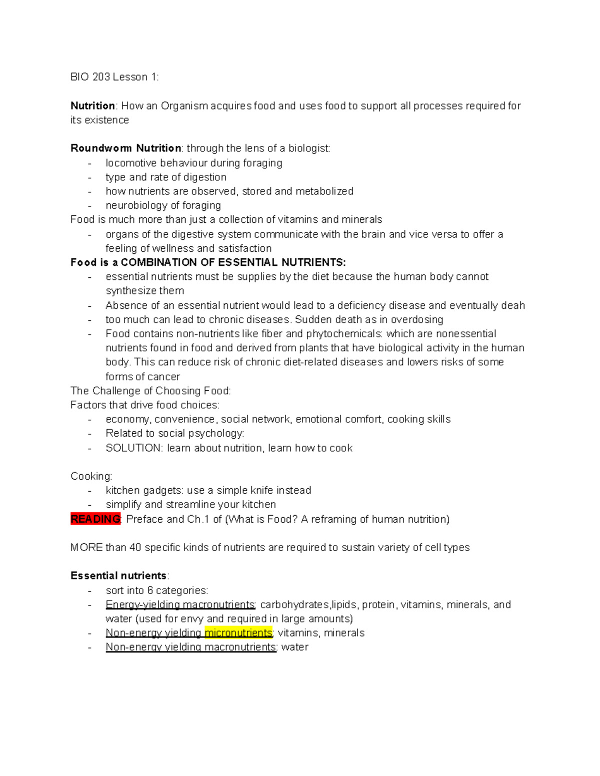 BIO 203 Lesson 1: Understanding Nutrition and Digestion in Organisms ...