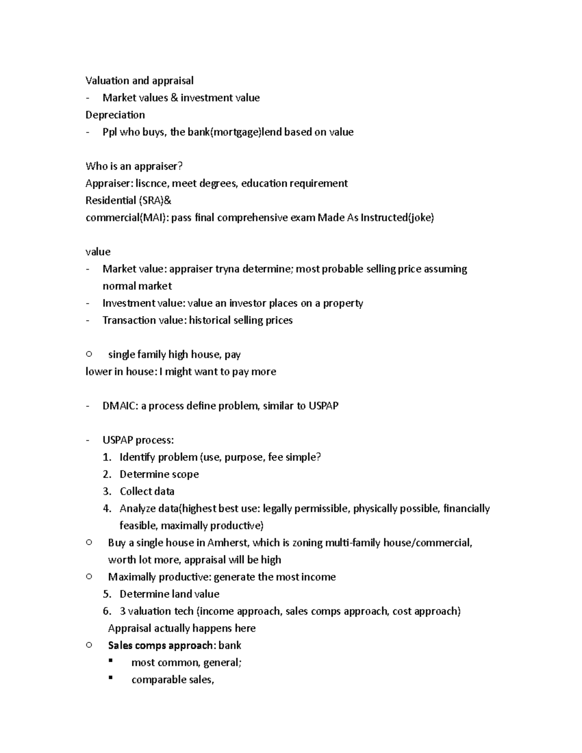Real Estate Notes 2 - Valuation, Appraisal & Mortgage Concepts - Studocu