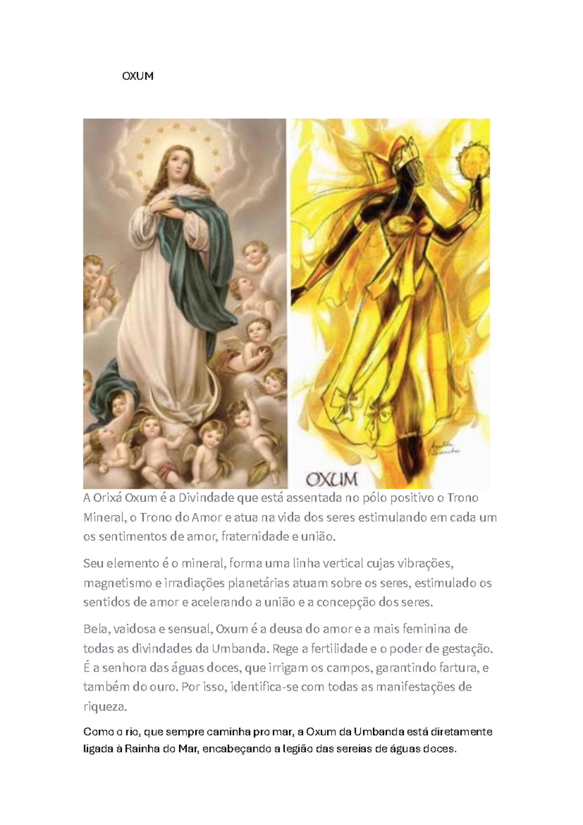 OXUM: A Divindade do Amor e da Fecundidade na Umbanda - Studocu