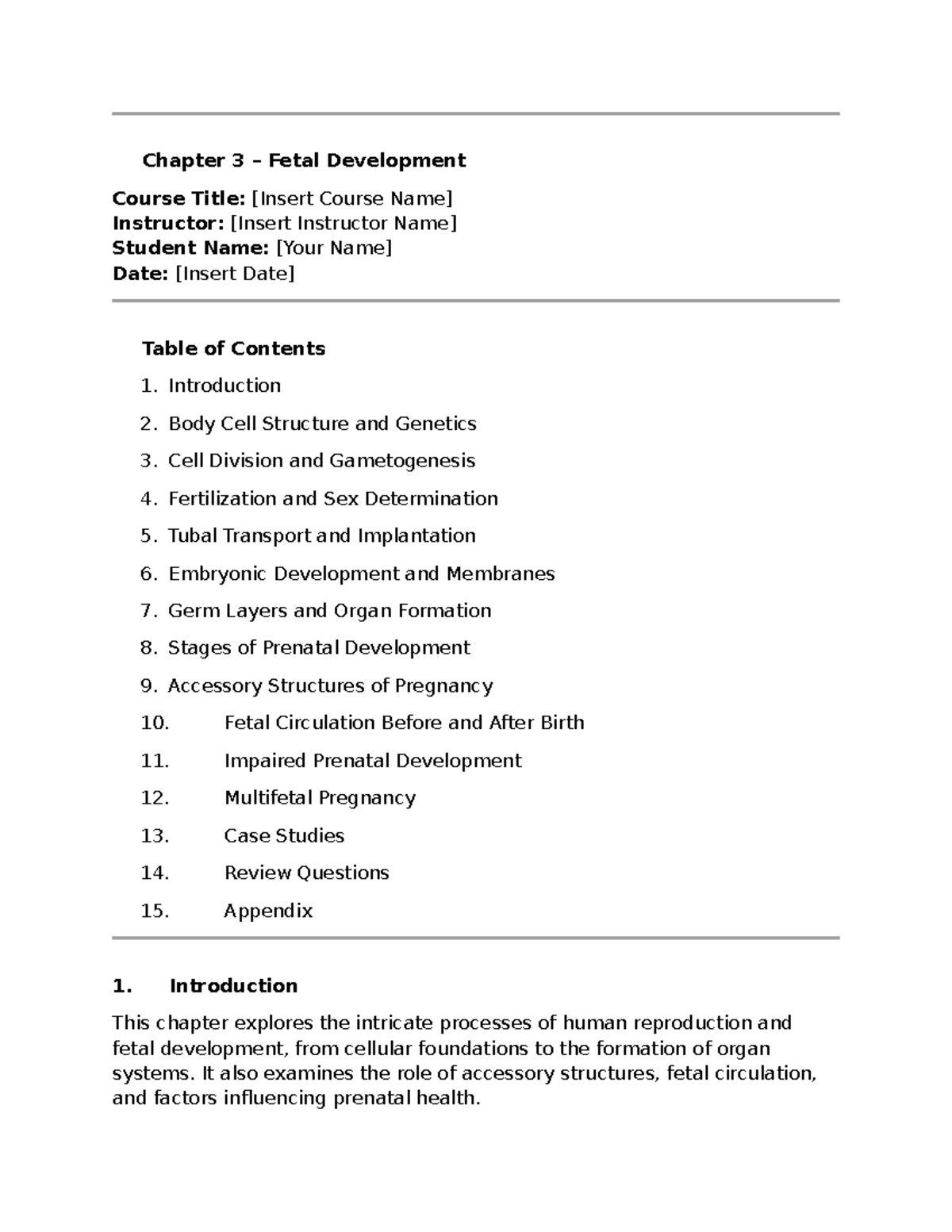Leifer CH 3: Fetal Development Overview and Key Concepts - Studocu