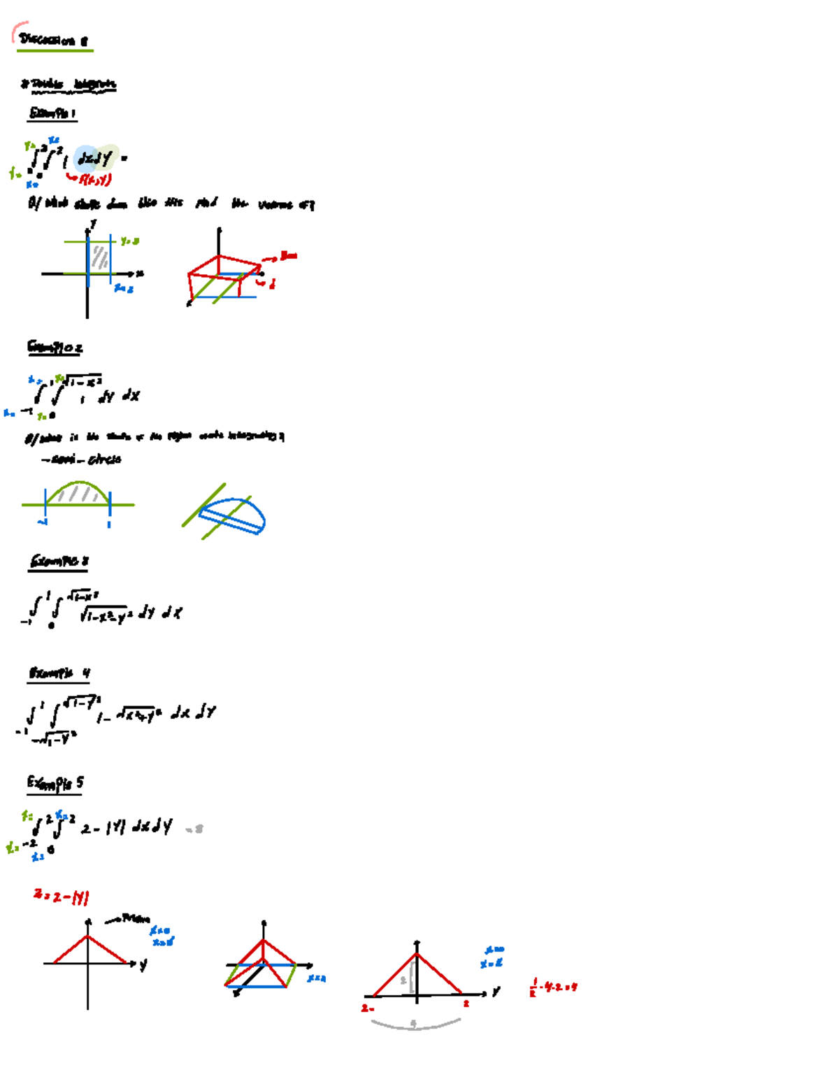 Math 53 Discussion 8: Exploring Integrals and Volume Shapes - Studocu