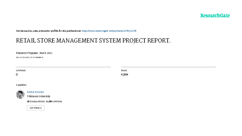 RETAIL STORE MANAGEMENT SYSTEM PROJECT REPORT - INTERNSHIP REPORT - Studocu