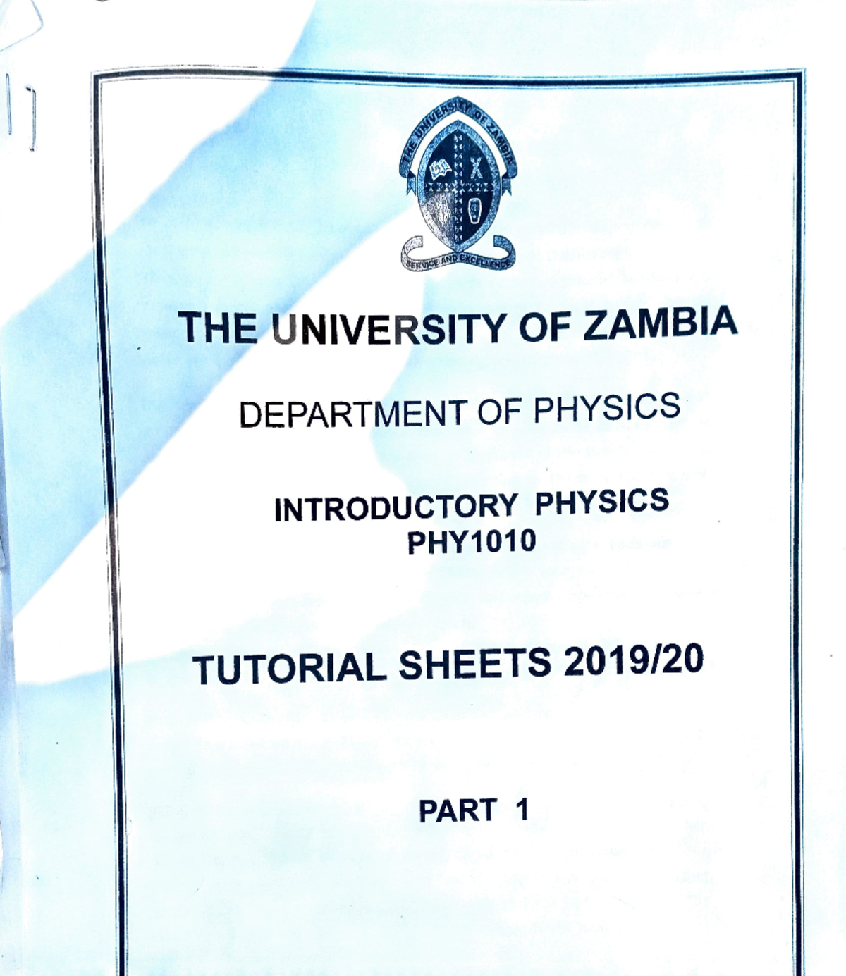 Physics 1010 Tutorial Sheets: Comprehensive Problem-Solving Guide - Studocu