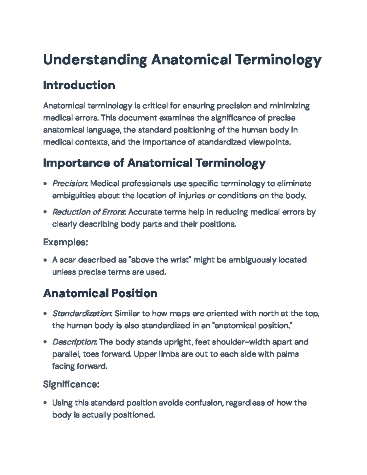 Understanding Anatomical Terminology: Importance and Precision in ...