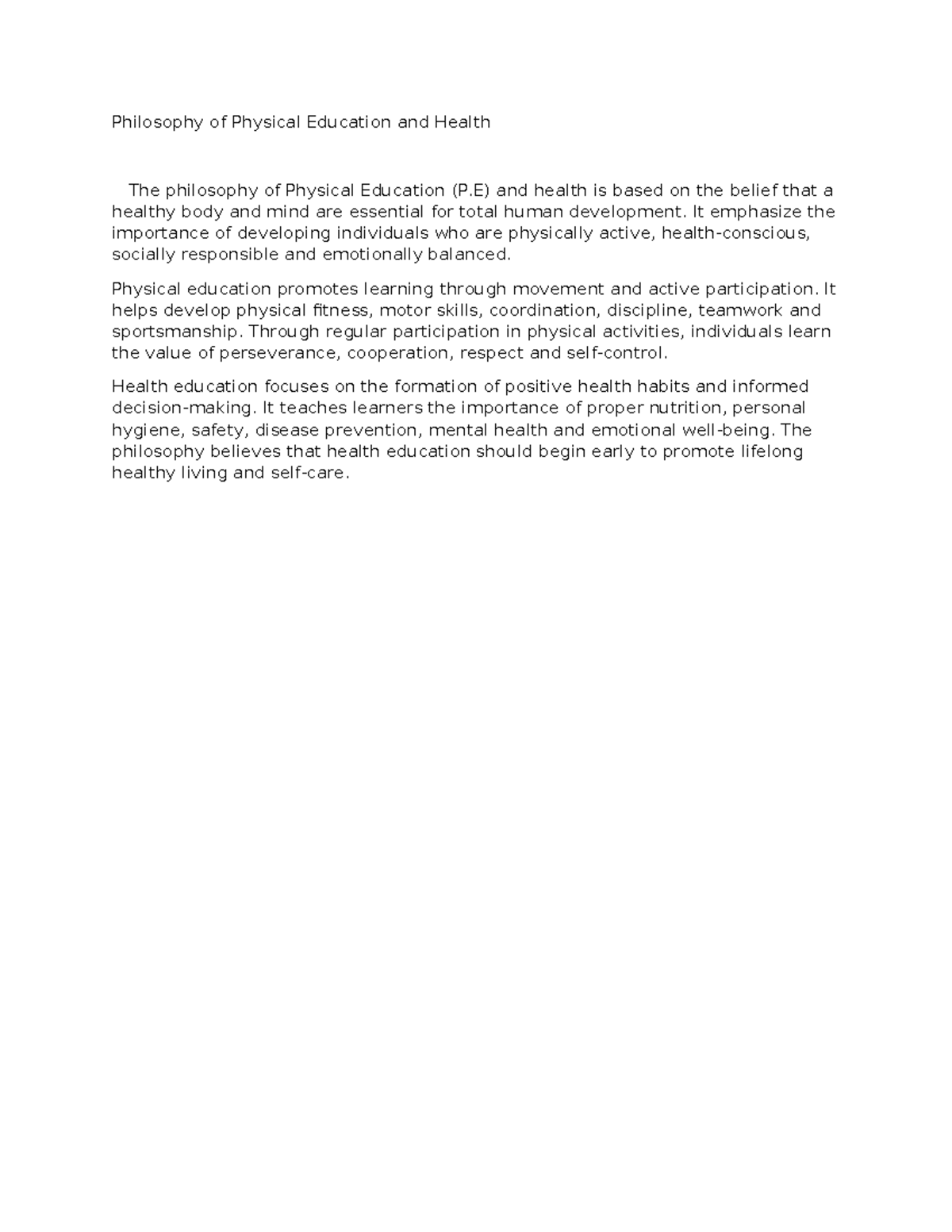 Philosophy of P.E. & Health: Foundations for Lifelong Wellness 095738 ...