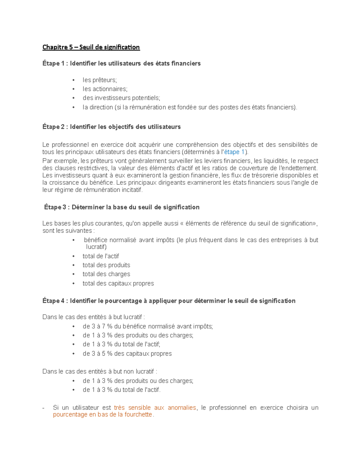 Chapitre 5 - Stratégies pour Déterminer le Seuil de Signification - Studocu
