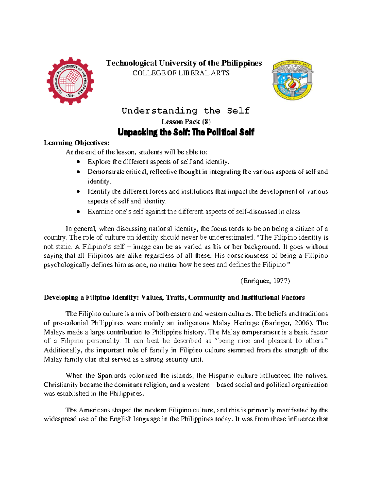 Understanding the Self: Insights from Lesson 8 on Political Identity ...