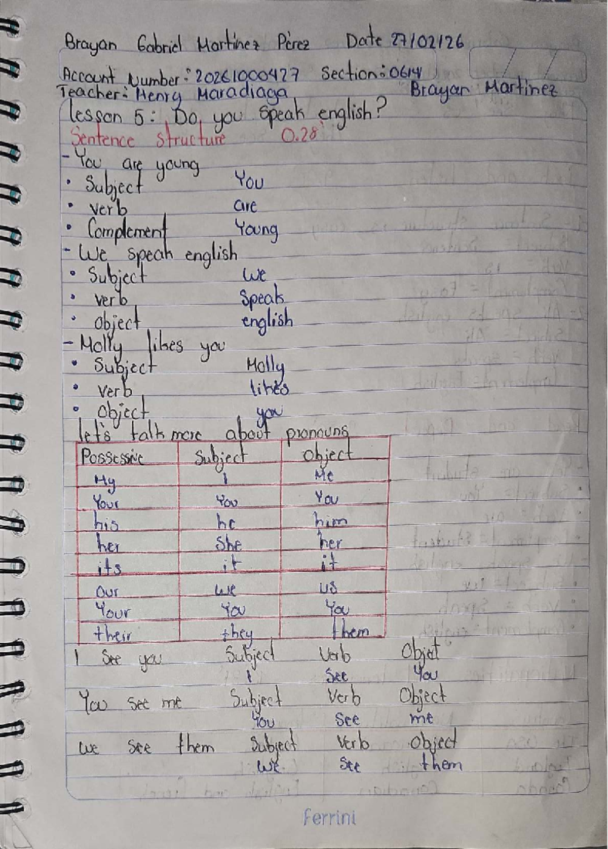 U2T5a18 Lesson 53: English Sentence Structure and Vocabulary - Studocu