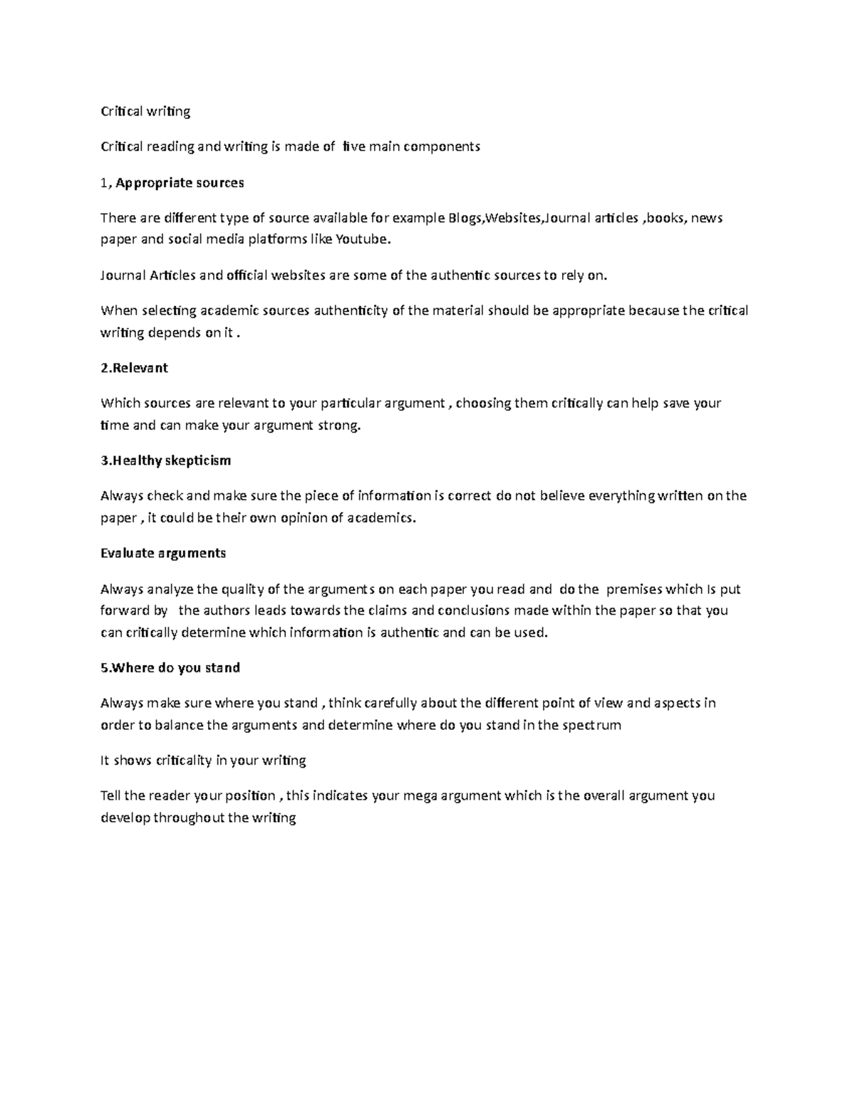 Critical Thinking - Assignments on Writing and Evaluation - Studocu