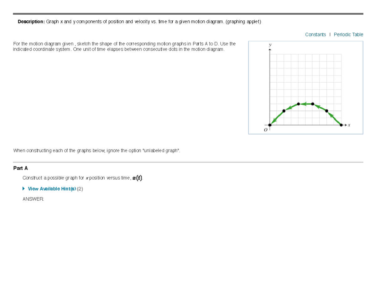 Mastering Physics: Graphing Projectile Motion (x & y vs. t) - Studocu