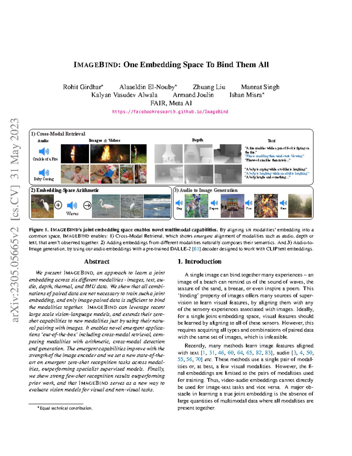 I MAGE B IND: A Unified Multimodal Embedding Space for Retrieval and ...