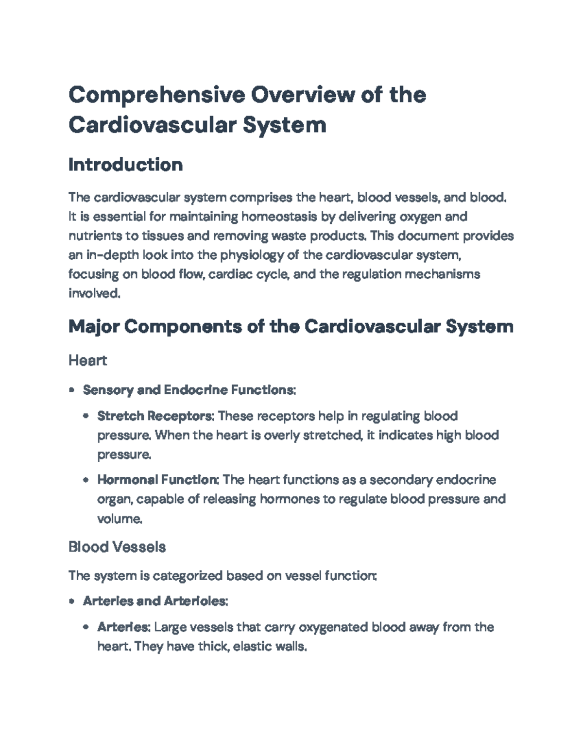 Comprehensive Overview of the Cardiovascular System (BIO 101 Lecture ...