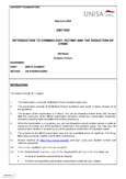 cmy1502 - Unisa - Introduction to Criminology: Victims and Reduction of ...