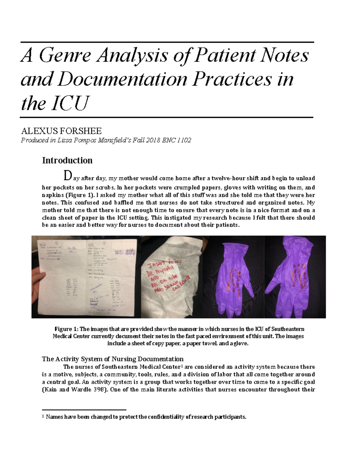 ENC 1102 Genre Analysis: Improving ICU Patient Notes Documentation ...