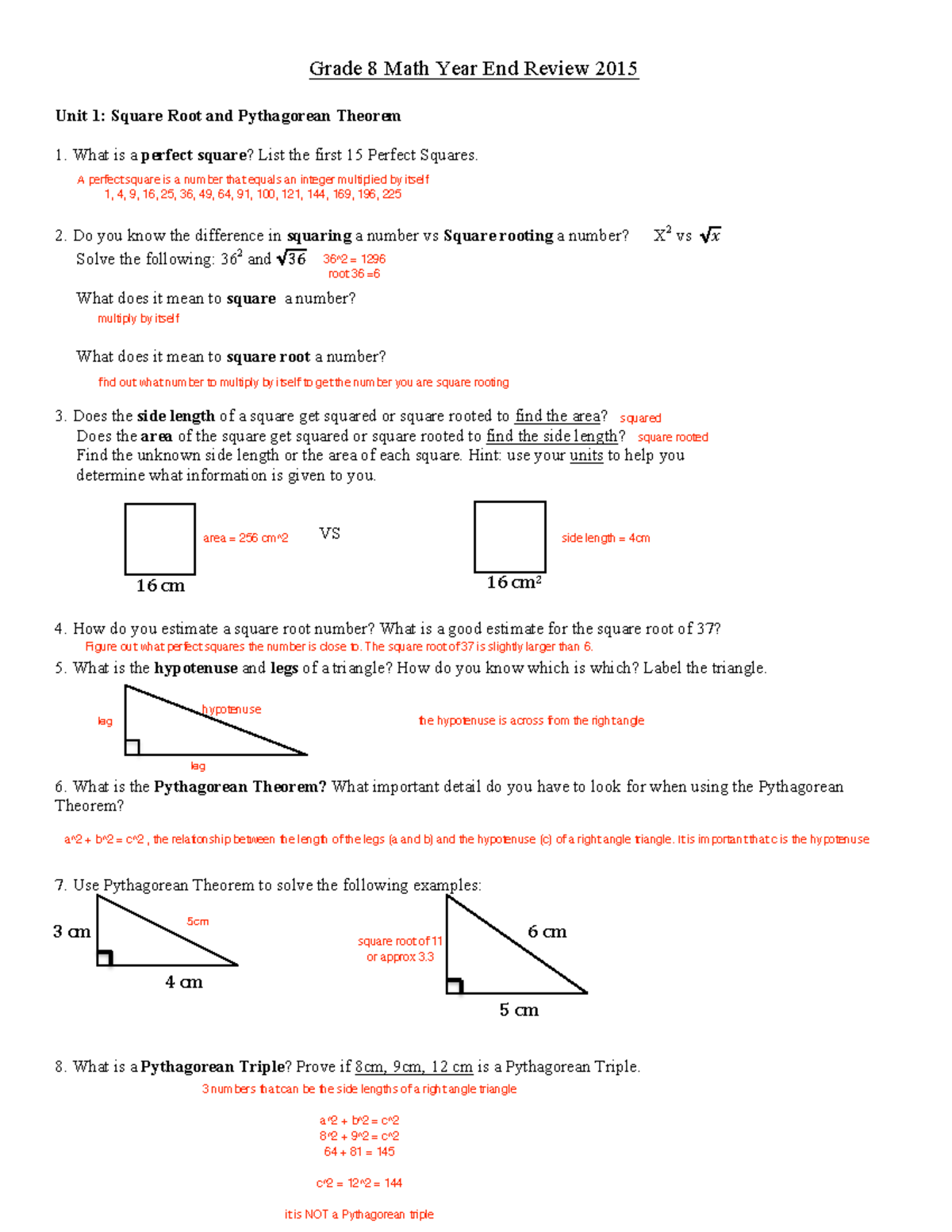 AK Math 8 Year-End Review 2015: Comprehensive Study Guide - Studocu