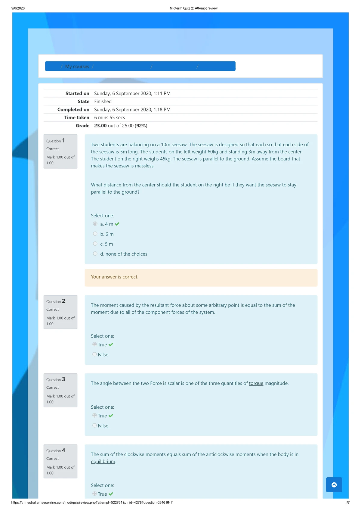 Calculus Based Physics 1 Quiz 1 Review: Key Concepts and Questions ...