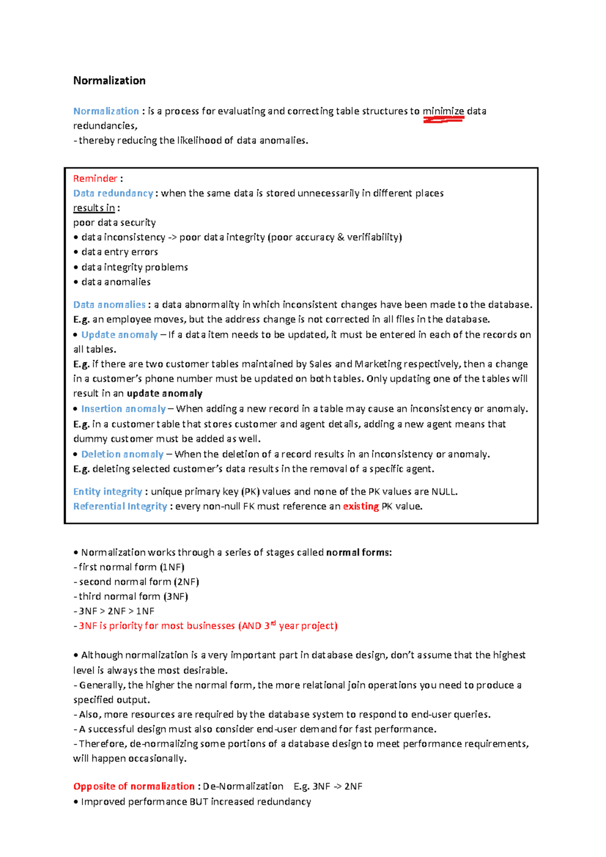 Normalization: Understanding Data Redundancies and Anomalies in DB Design - Studocu
