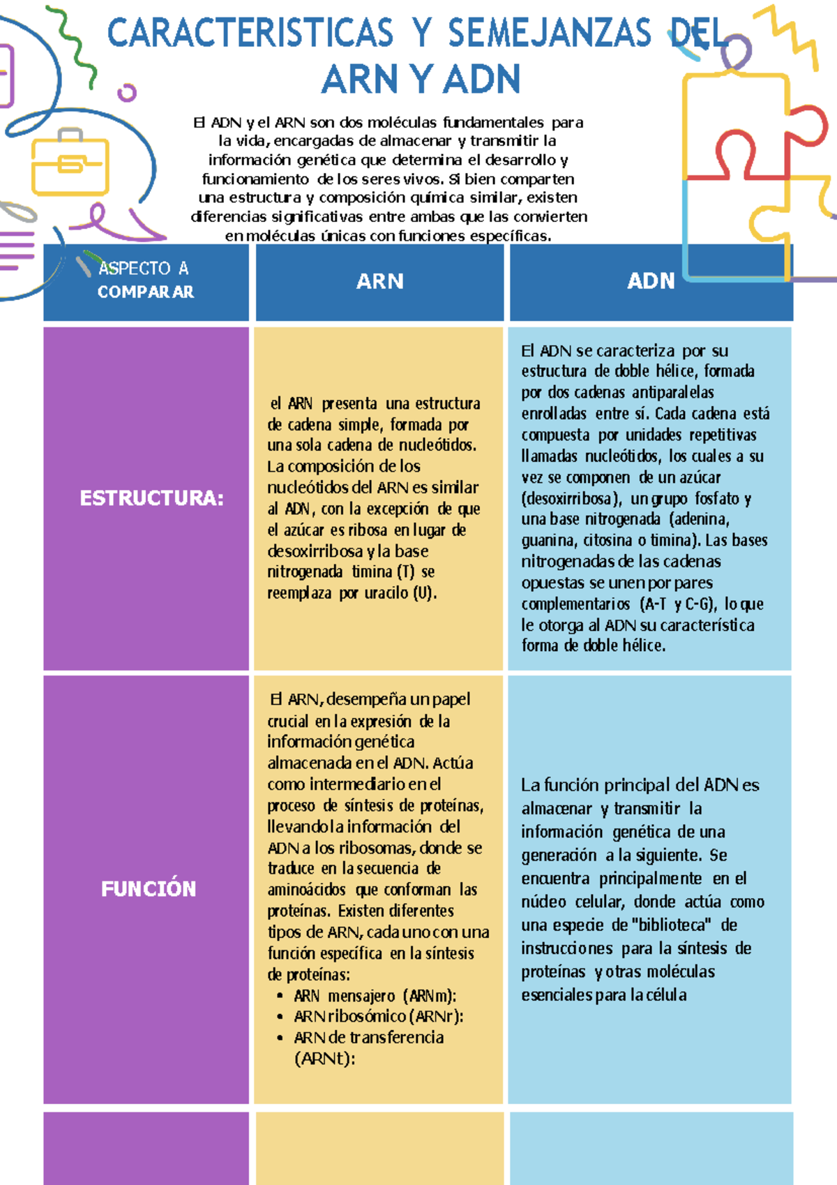 Semejanzas Entre Adn Y Arn Diferencia Entre ADN Y ARN | Explicación