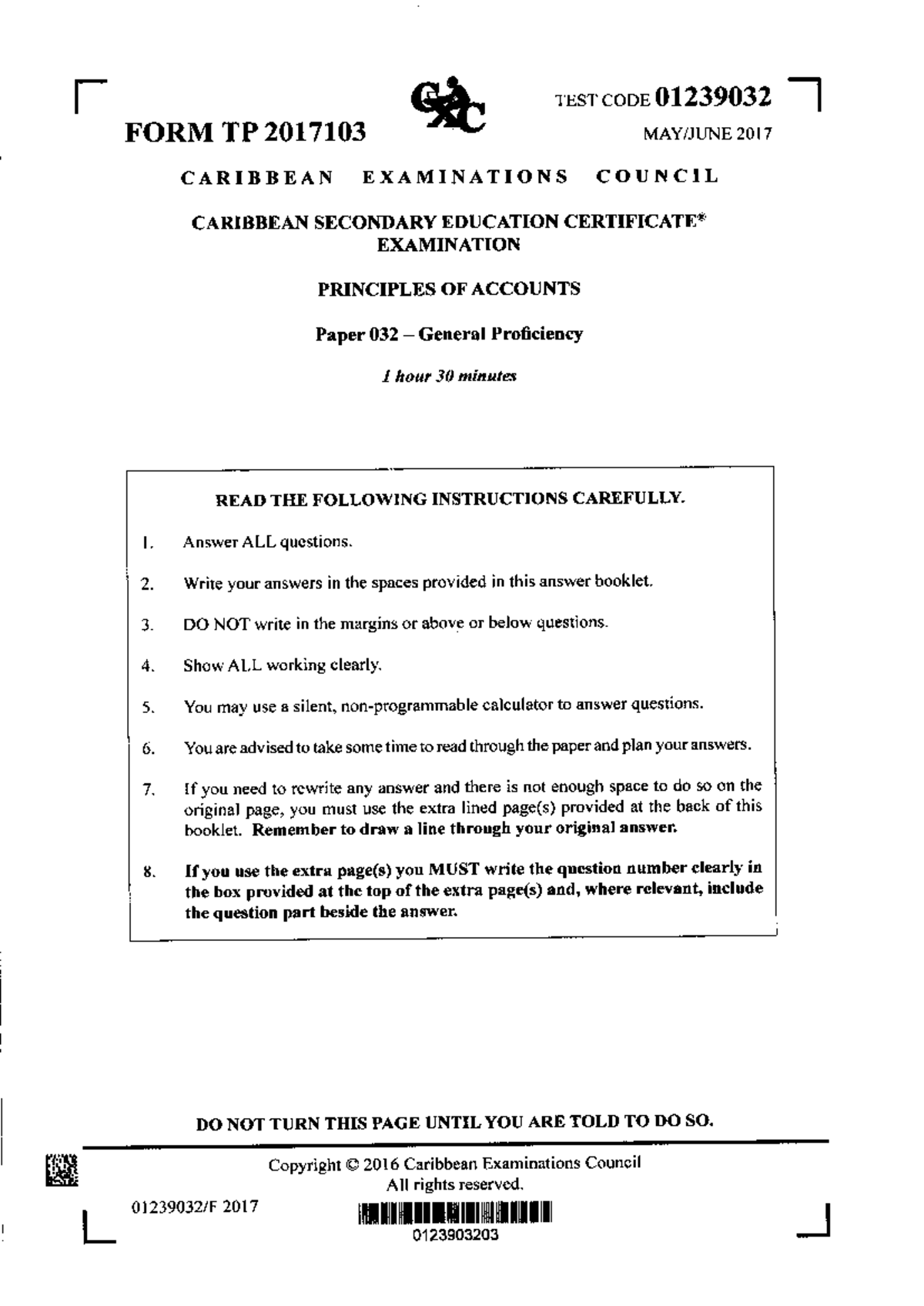 CSEC POA June 2017 Paper 032 Exam Questions and Case Study - Studocu