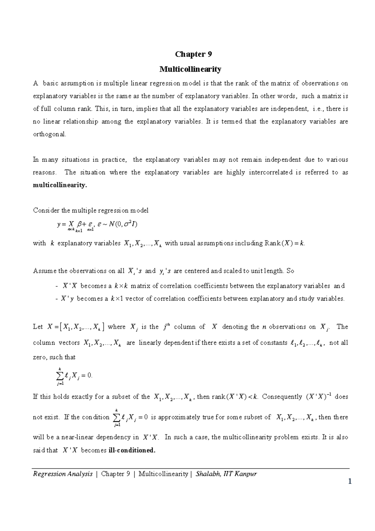 Chapter 9: Regression Analysis - Understanding Multicollinearity - Studocu