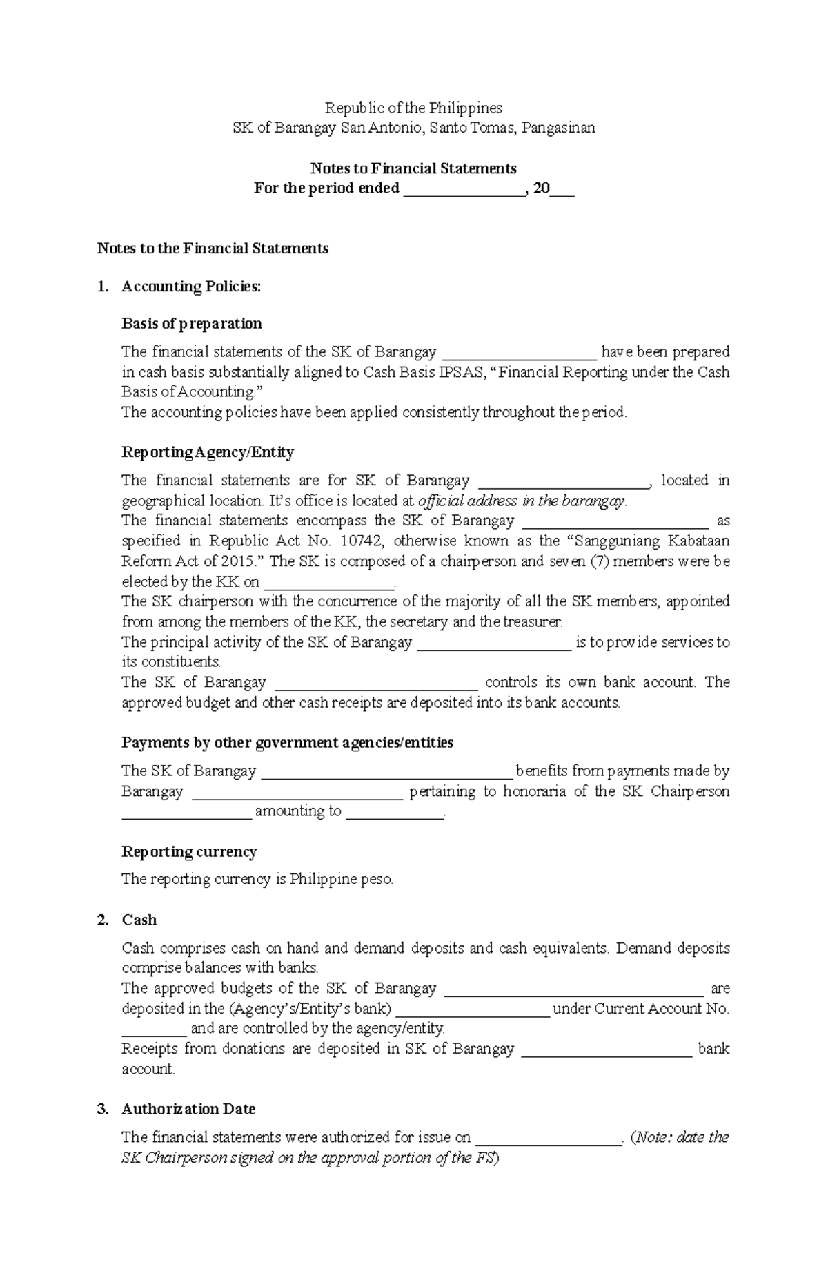 Annex 41 - NFS: Preparation Notes for SK Financial Statements - Studocu
