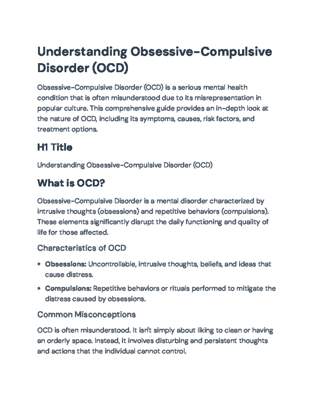 Understanding Obsessive-Compulsive Disorder (OCD) - A Comprehensive ...