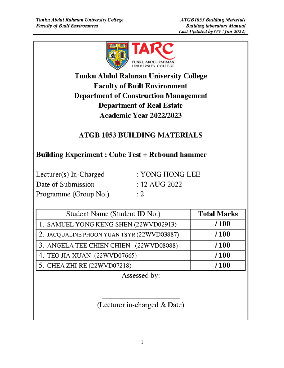 Sieve Analysis of Fine & Coarse Aggregates Lab Report (ATGB 1053) - Studocu