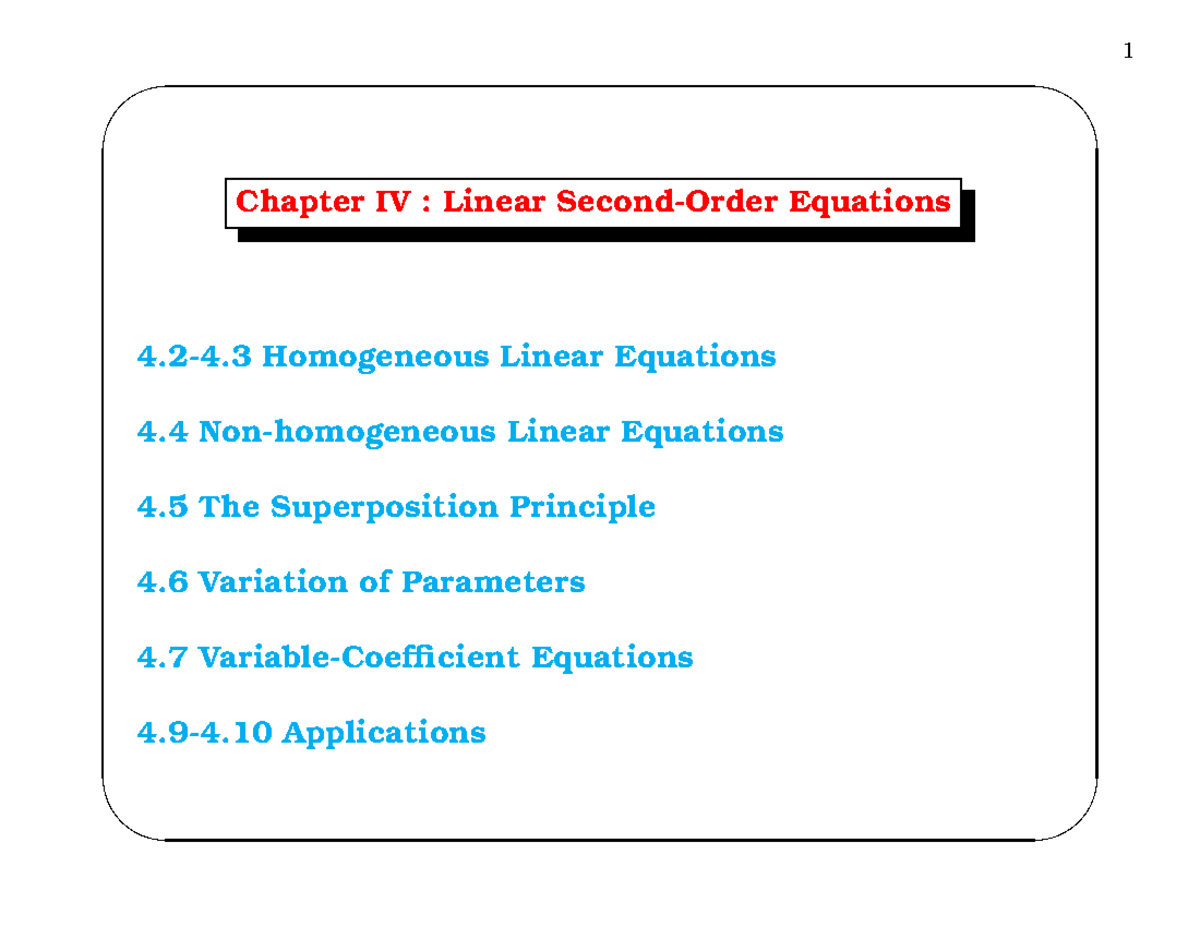 Linear Equations and Their Applications: Chapter IV Overview - Studocu