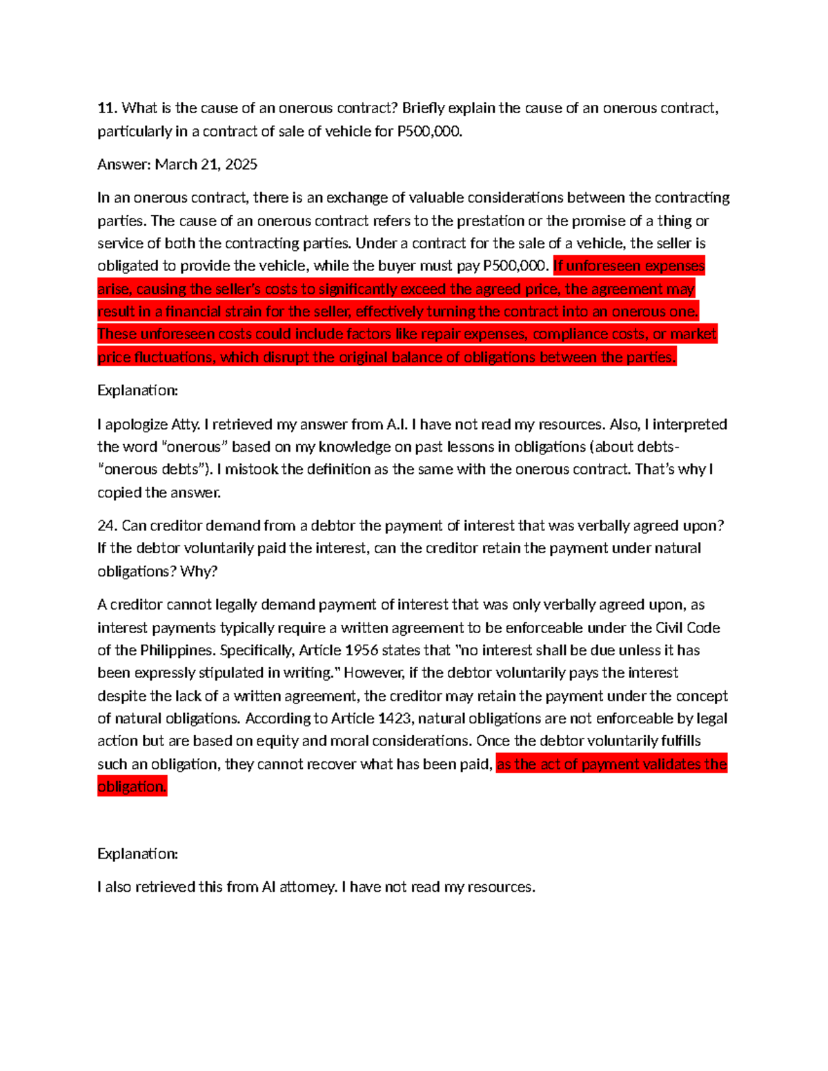 March 31, 2025 Online - Notes - What is the cause of an onerous ...