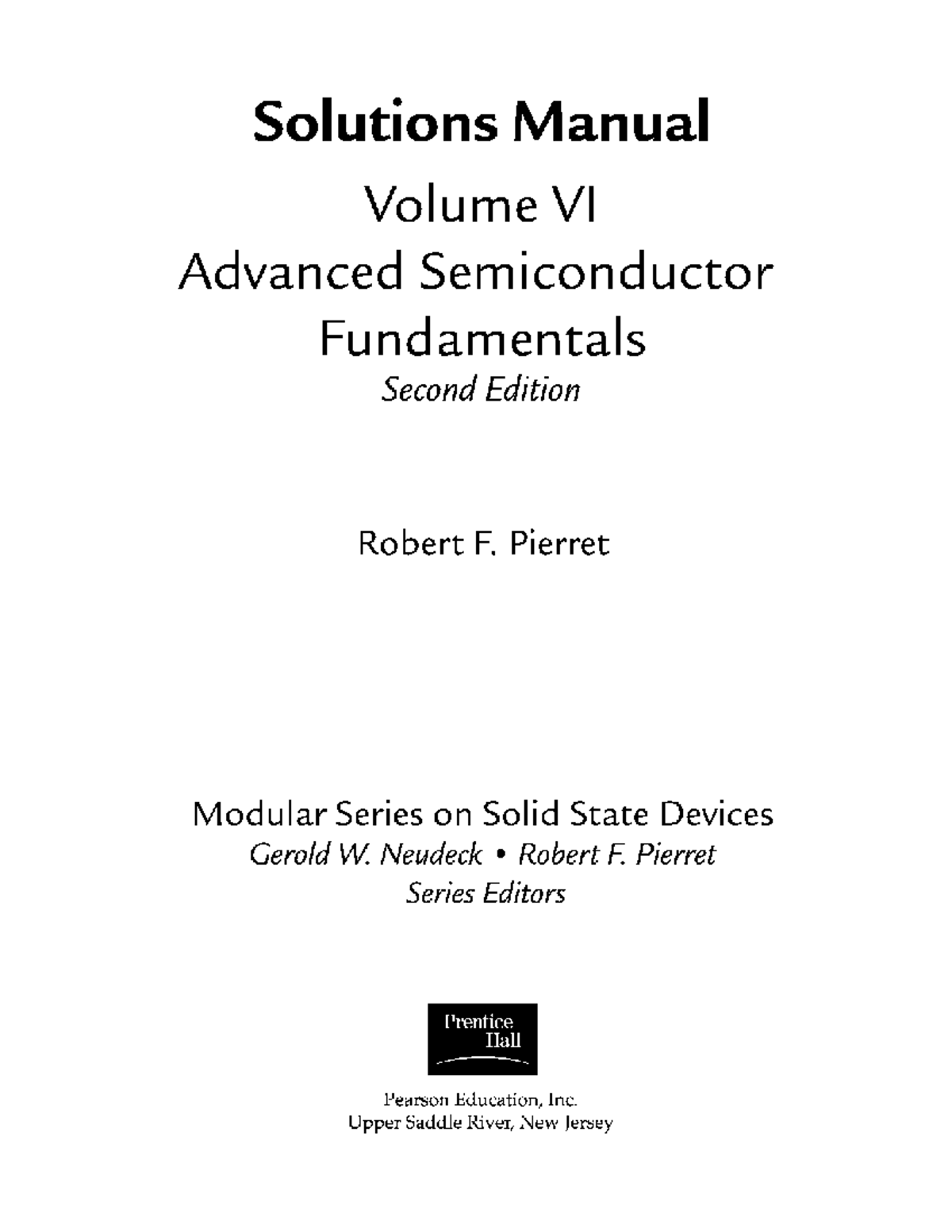 Solutions Manual for Advanced Semiconductor Fundamentals (2nd Ed.) - Studocu