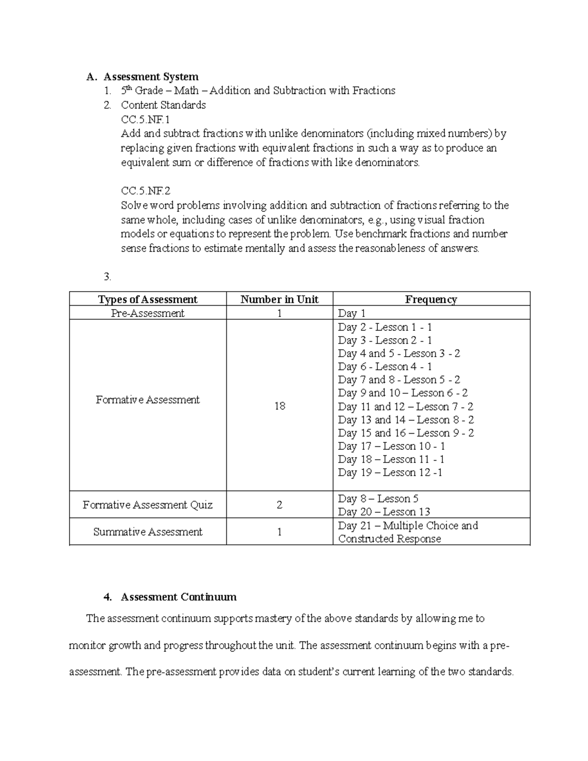 5th Grade Math: Addition & Subtraction of Fractions Assessment Guide ...