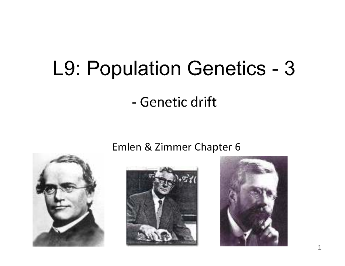L9: Population Genetics 3 - Genetic Drift Lecture Notes - Studocu