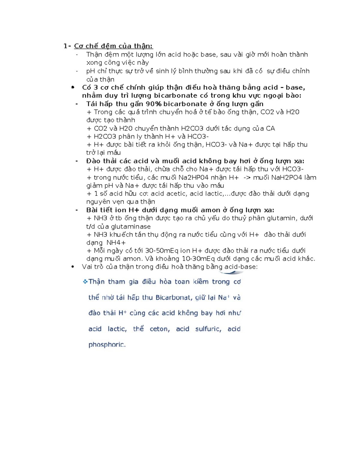 Tự luận dài Hóa Sinh: Cơ chế và Vai trò của Thận và Phổi - Studocu