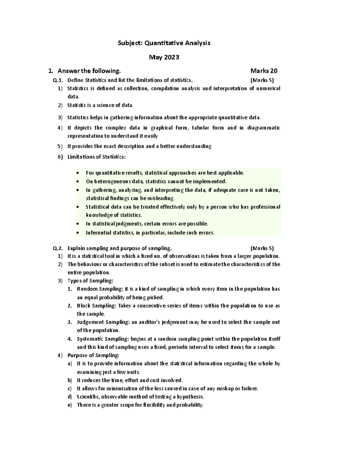 QA 101: Well-Defined Notes for Final Exam Preparation - Studocu