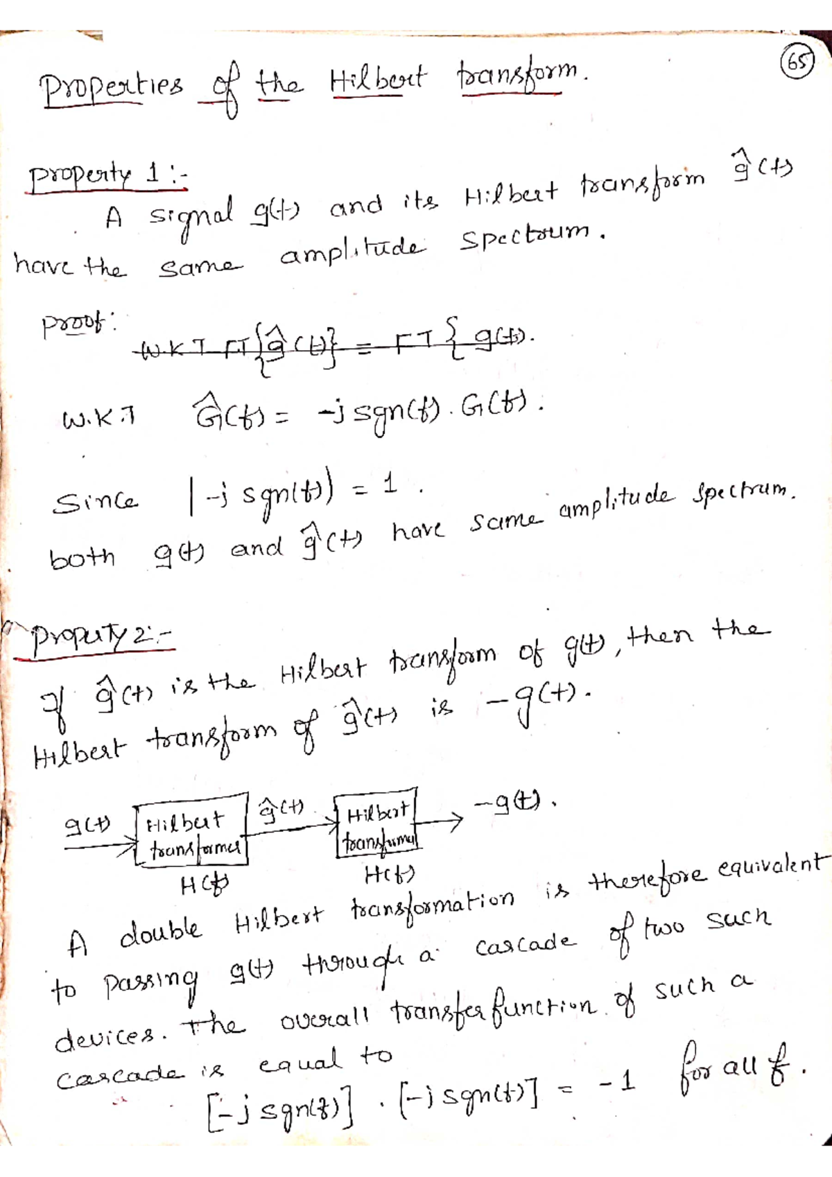 Properties of the Hilbert Transform - DC Module 1 Study Notes - Studocu