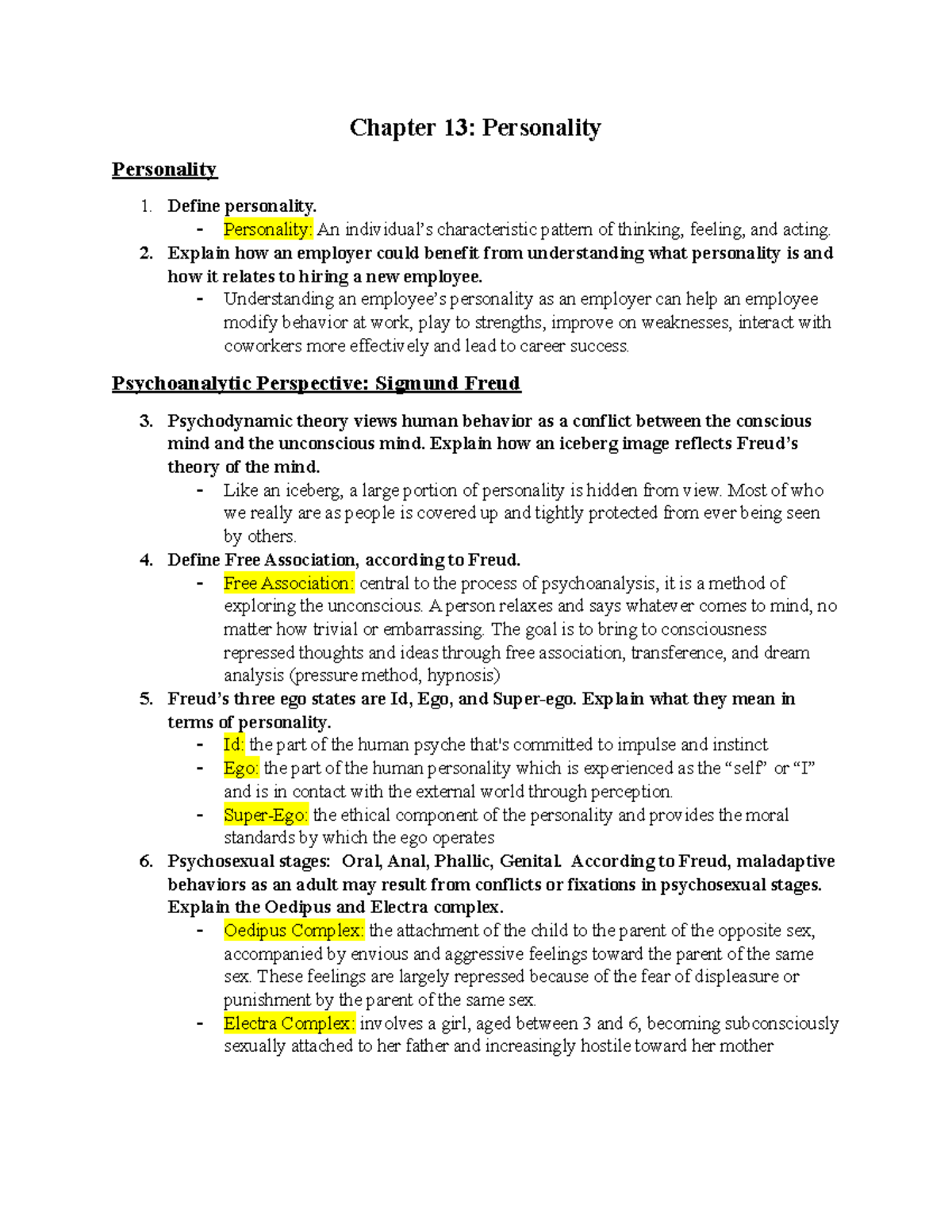 Chapter 13- Personality - Chapter 13: Personality Personality Define personality. Personality ...