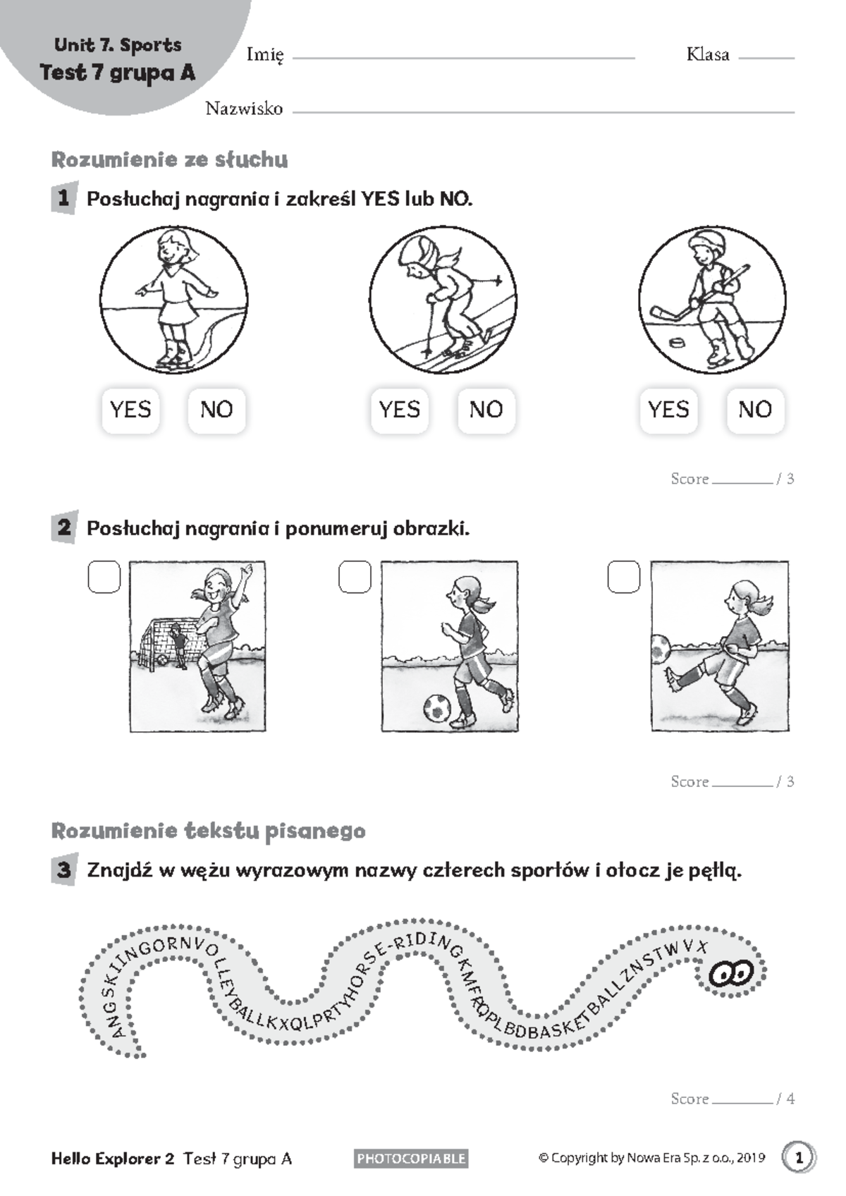 Hello Explorer 2 Unit 7 Test 7 - Listening and Sports Skills - Studocu