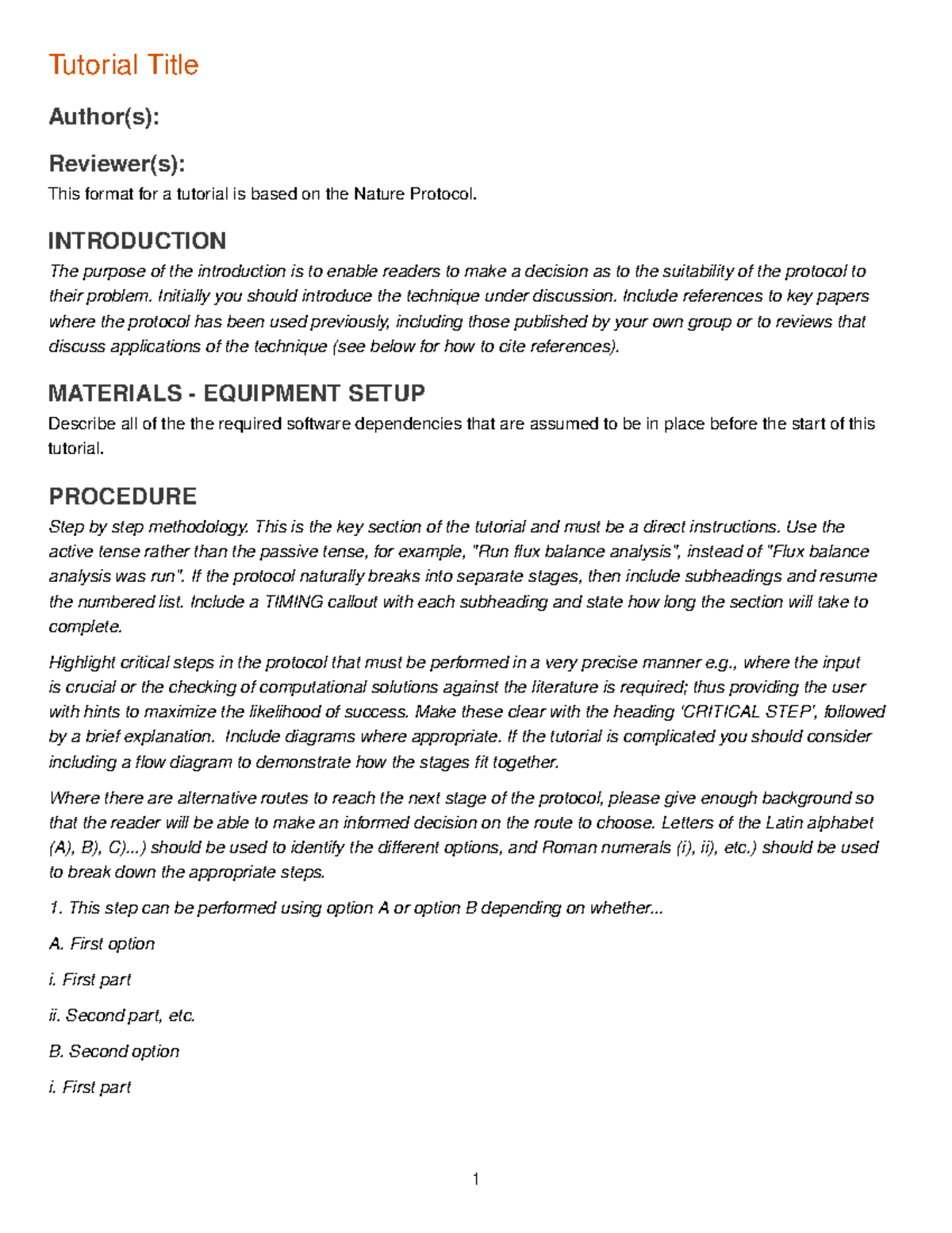 Tutorial Template for Protocols: A Comprehensive Guide - Studocu