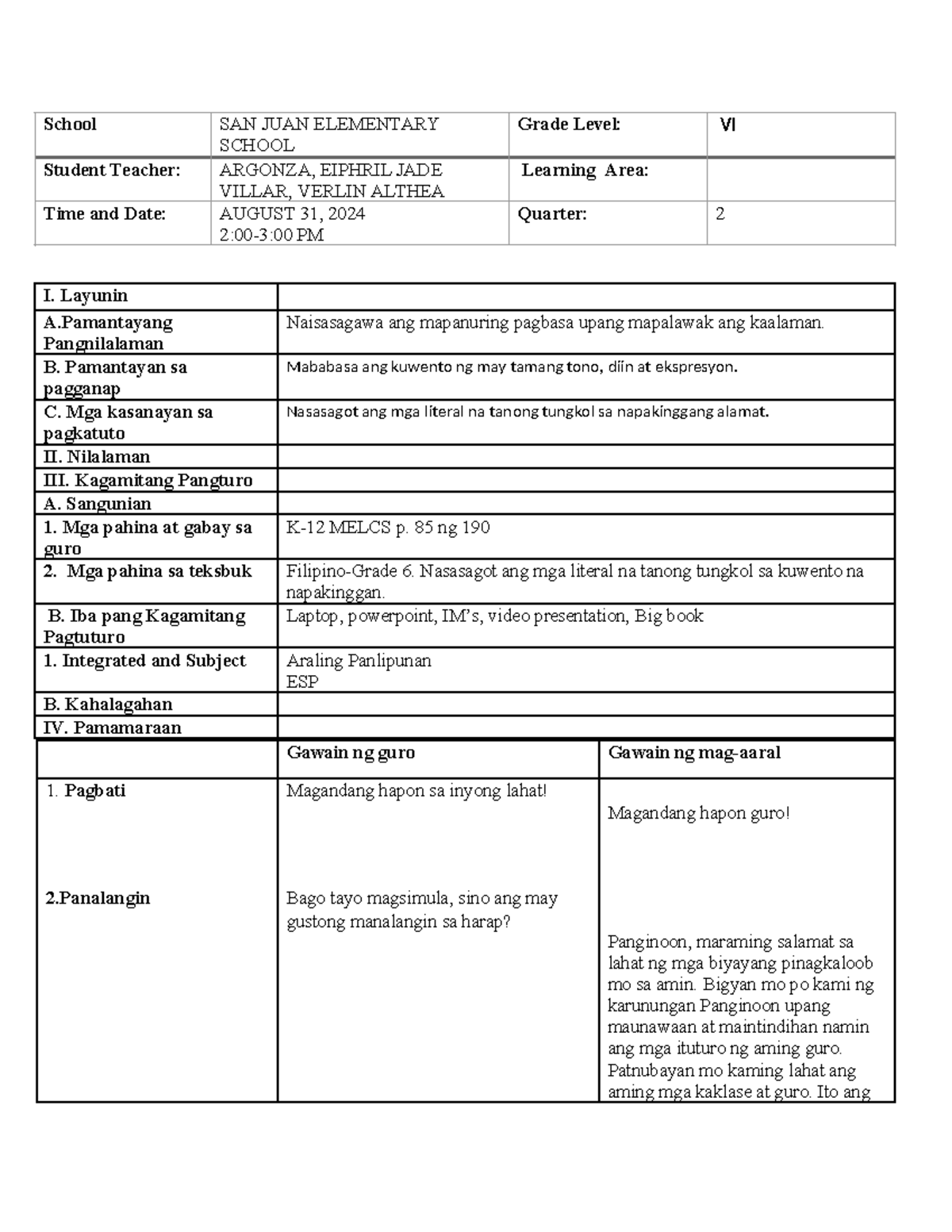 Depedformat-tagalog - school purposes - School SAN JUAN ELEMENTARY ...