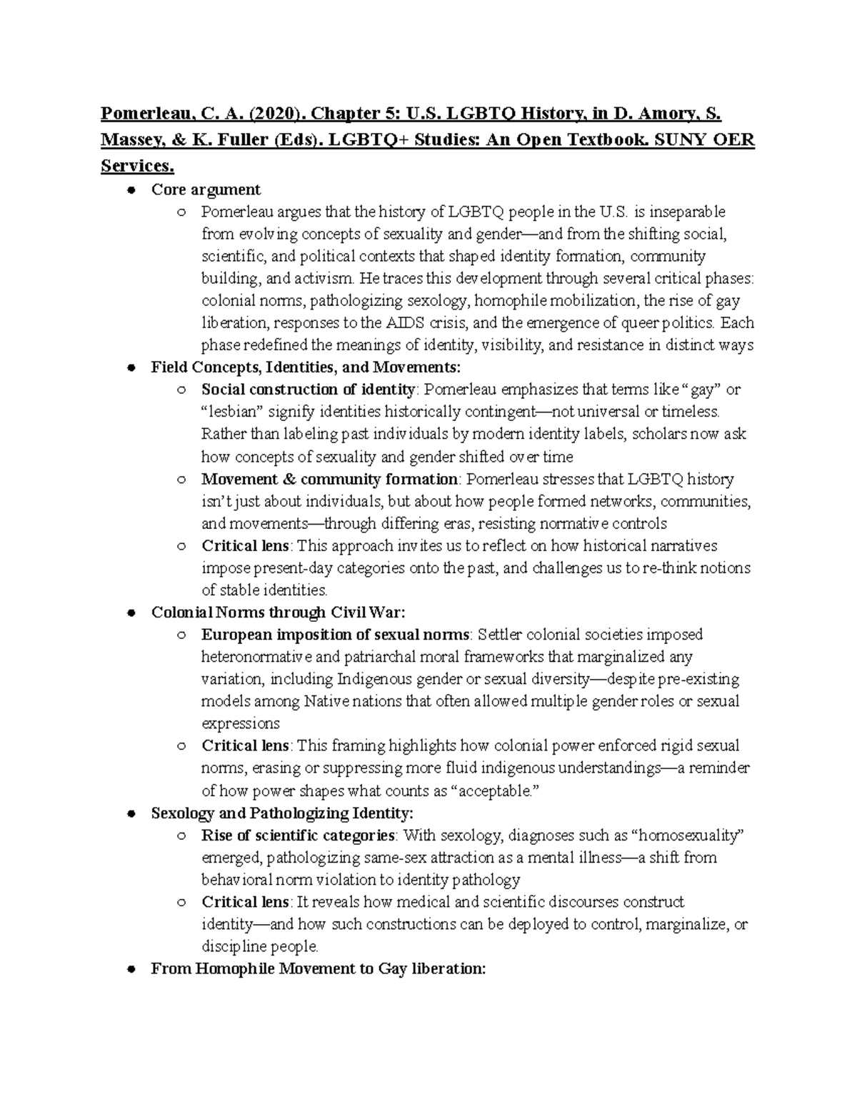 WGSS 300 - Week 7: LGBTQ History & Gay Liberation Movements Notes - Studocu