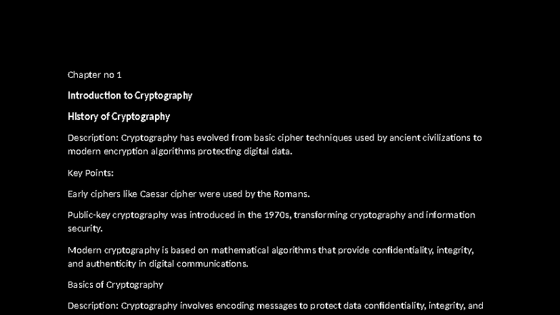 Chapter 1: Introduction to Cryptography (CS101) - Studocu