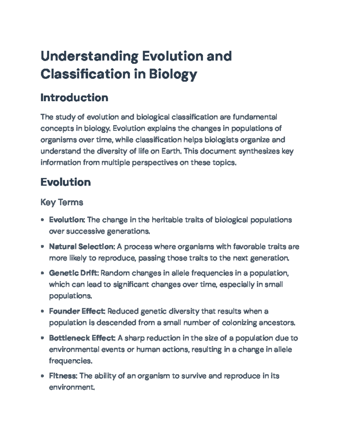 Biology 150: Understanding Evolution and Classification Concepts ...