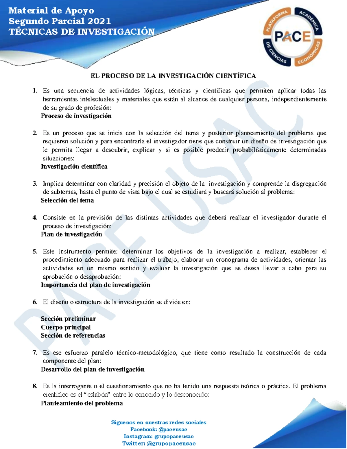 Material de Apoyo PED 2021: Segundo Parcial Repaso Completo - Studocu
