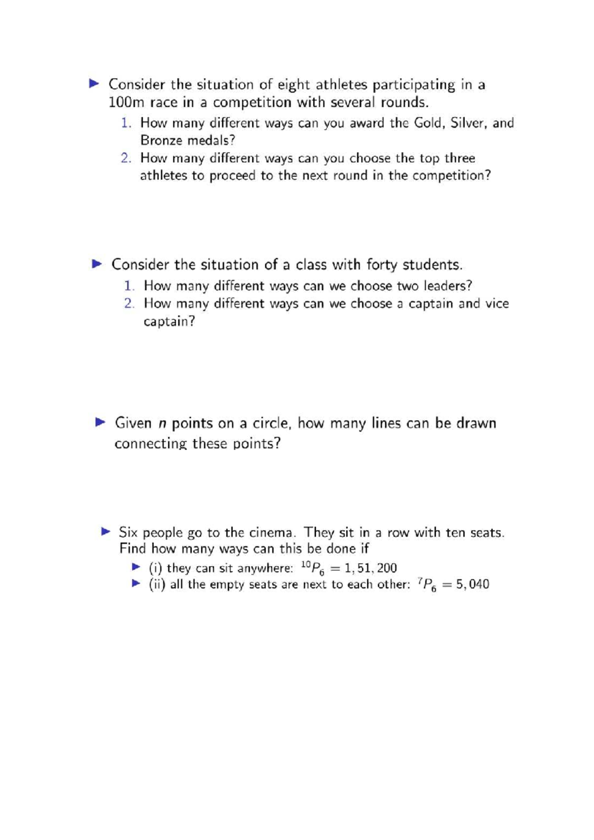 Week 6 Stats 1 Practice Questions on Combinatorics - Studocu