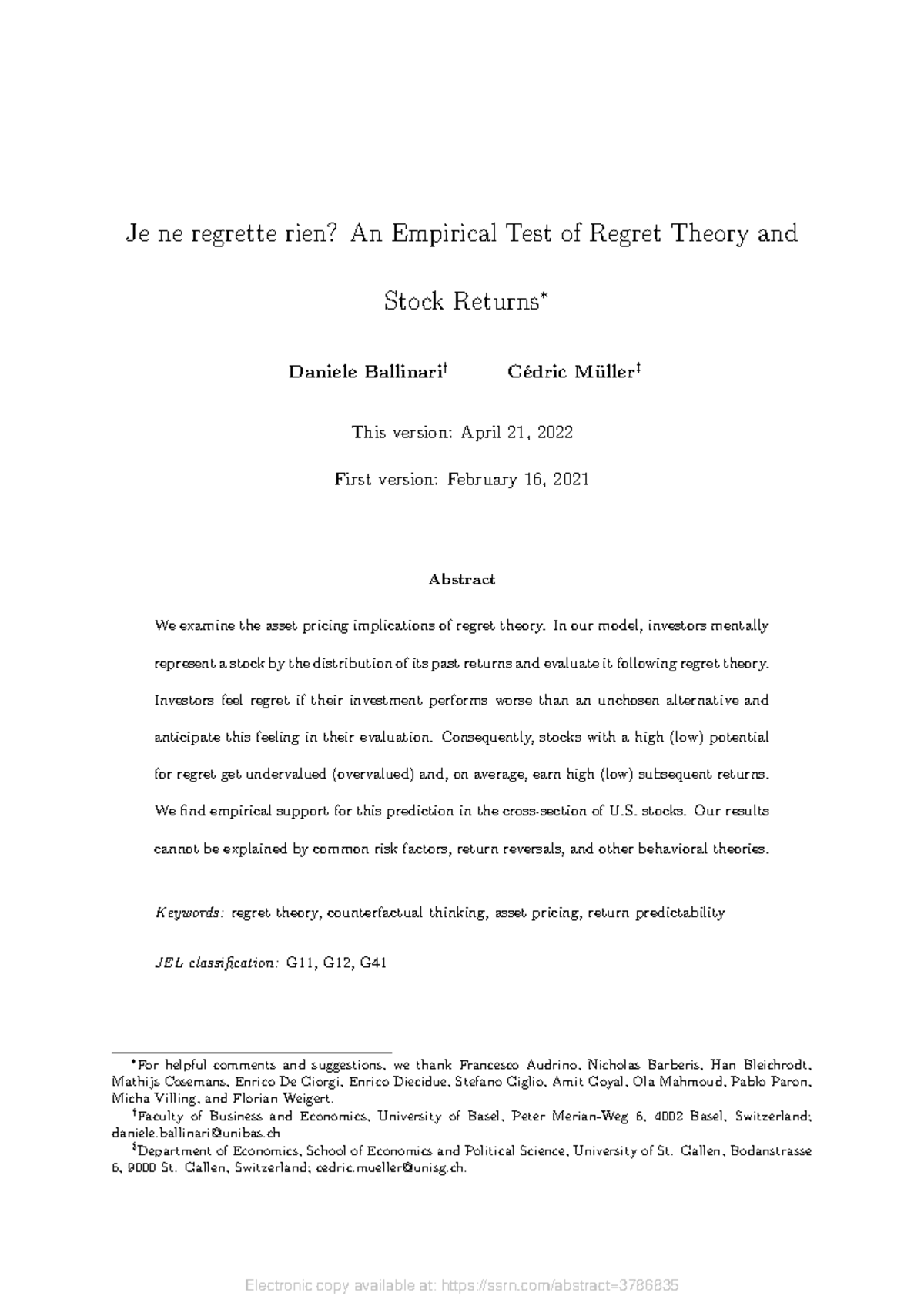 Empirical Analysis of Regret Theory in Stock Returns: Insights and ...