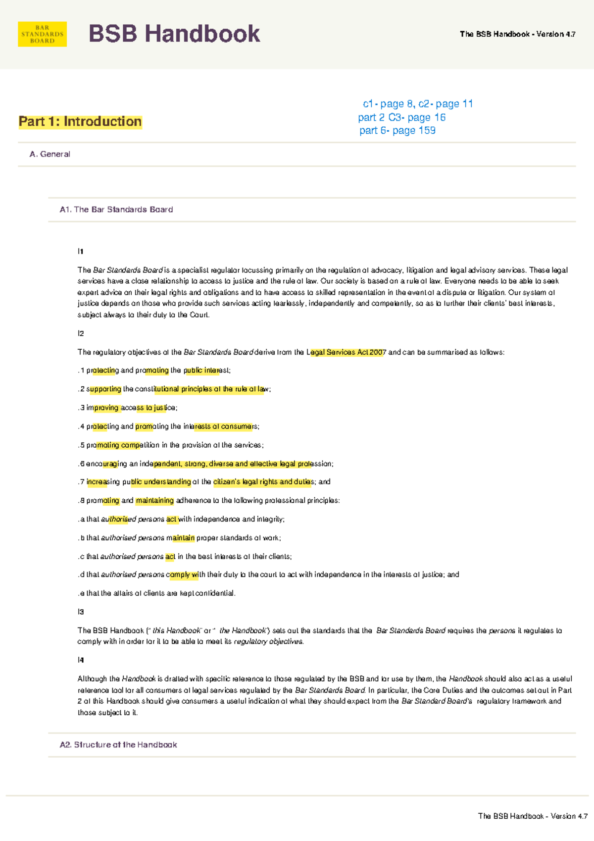 BSB Handbook - Overview and Core Duties for Regulation - Studocu