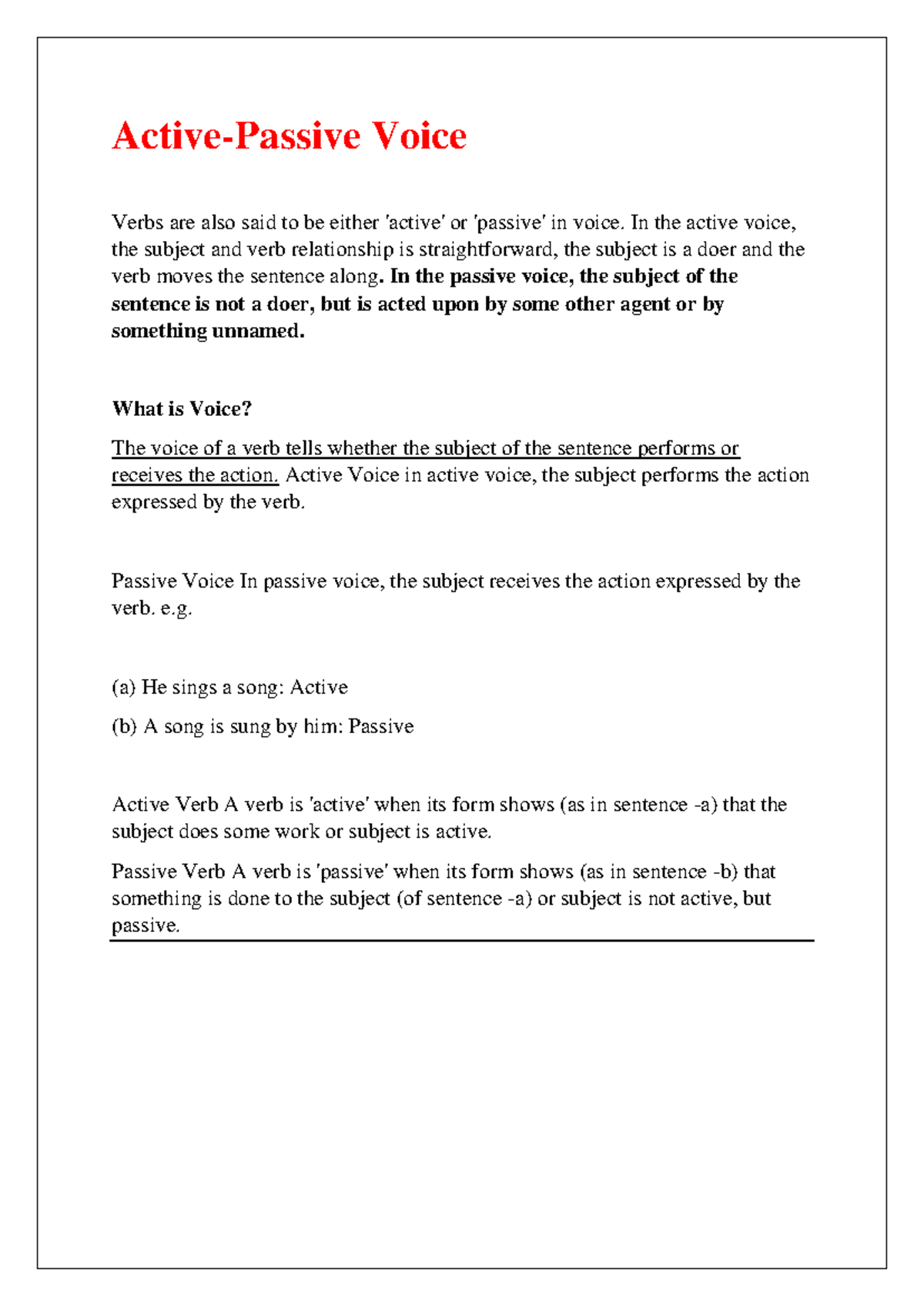 Active-Passive Voice Overview: Understanding Verb Usage - Studocu